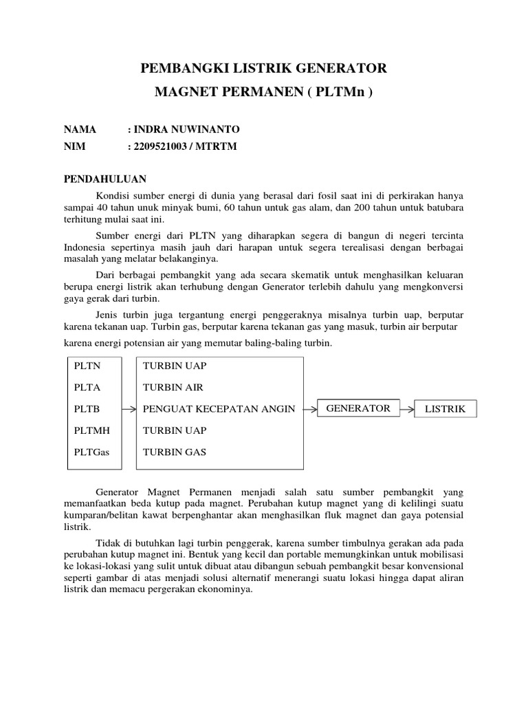 Pembangkit Listrik Generator Magnet Permanen | PDF