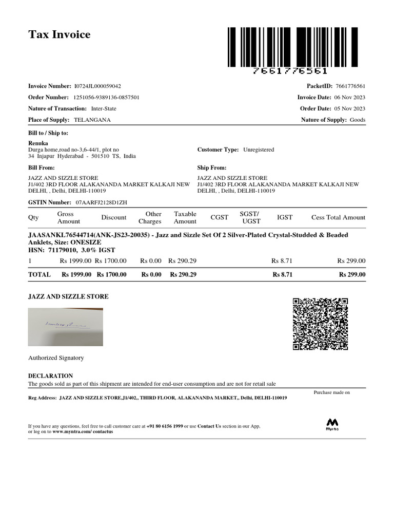 Tax Invoice | PDF | Bangalore | Money