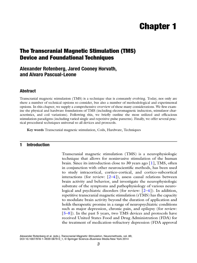 Rotenberg - 2014 - Chapter 1 - TMS Device and Foundational Techniques | PDF | Neuroscience ...