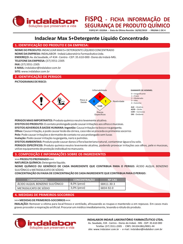 Fispq Indaclear Max Sdetergente Liquido Concentrado 1220 | Download ...