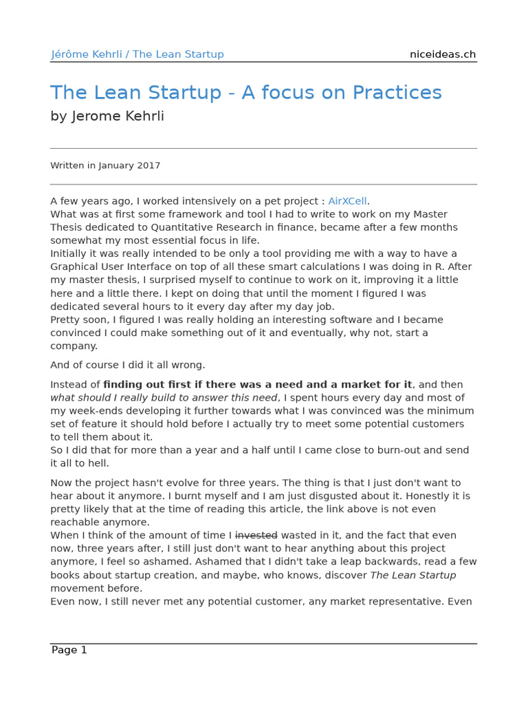 Lean Startup | PDF | Lean Startup | Startup Company