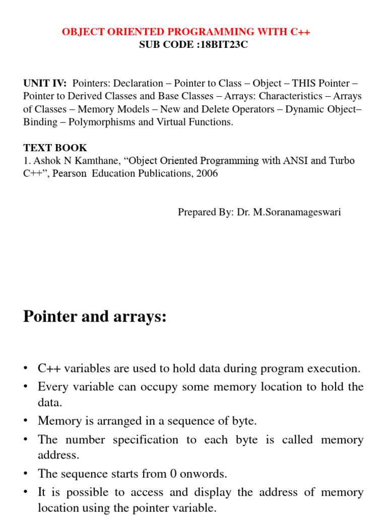 18bit23c U4 | PDF | Pointer (Computer Programming) | Class (Computer Programming)