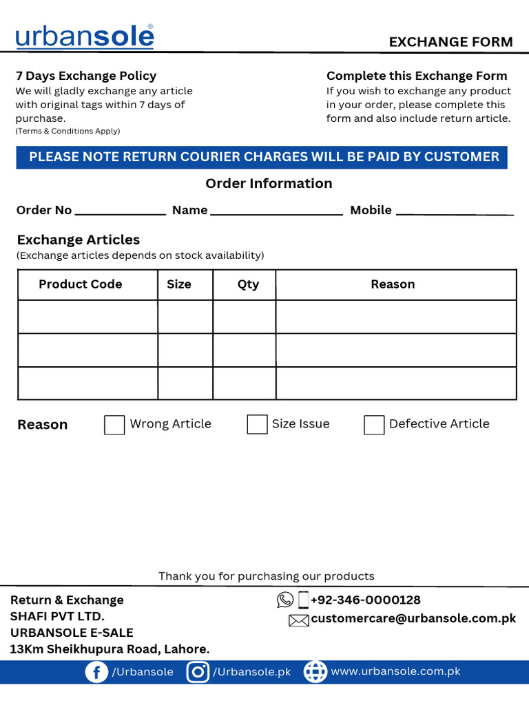 Exchange Form | Download Free PDF | Service Industries | Business