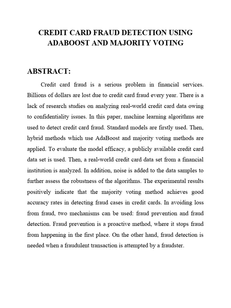 3.credit Card Fraud Detection Using Adaboost and Majority Voting | PDF | Applied Mathematics ...