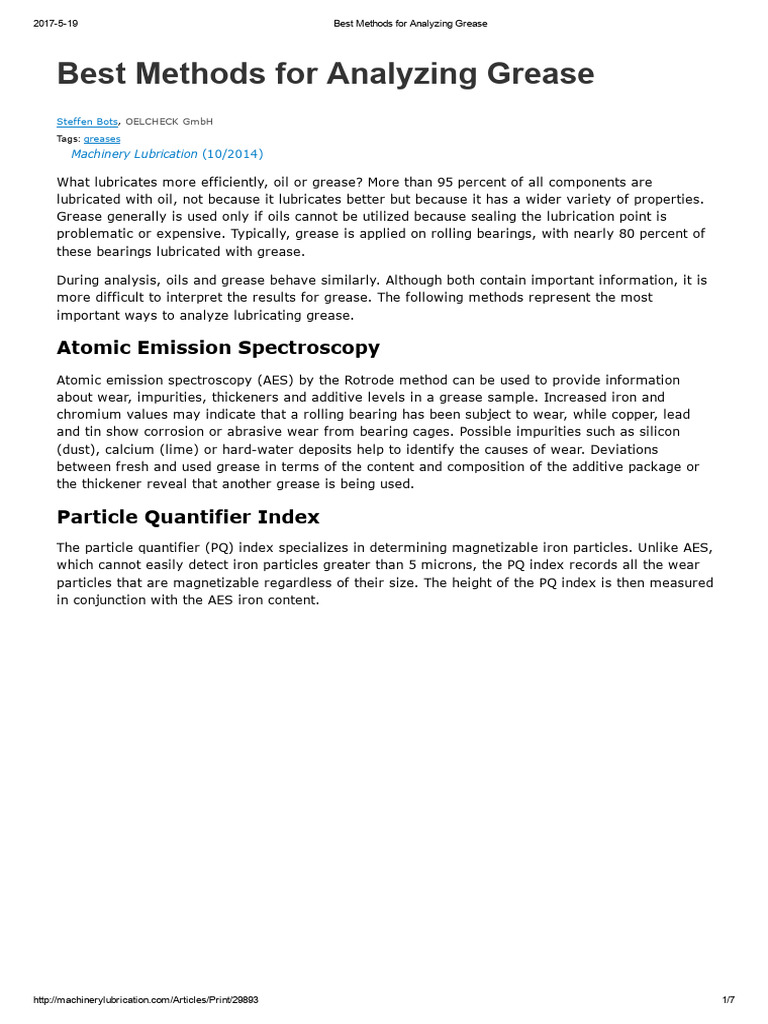 Best Methods For Analyzing Grease | PDF | Infrared Spectroscopy | Lubricant