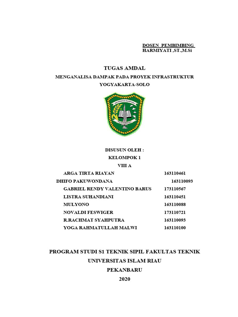 Tugas Amdal Kelompok I Kelas 8a (Penyusunan Dokumen Ka Andal) Proyek ...