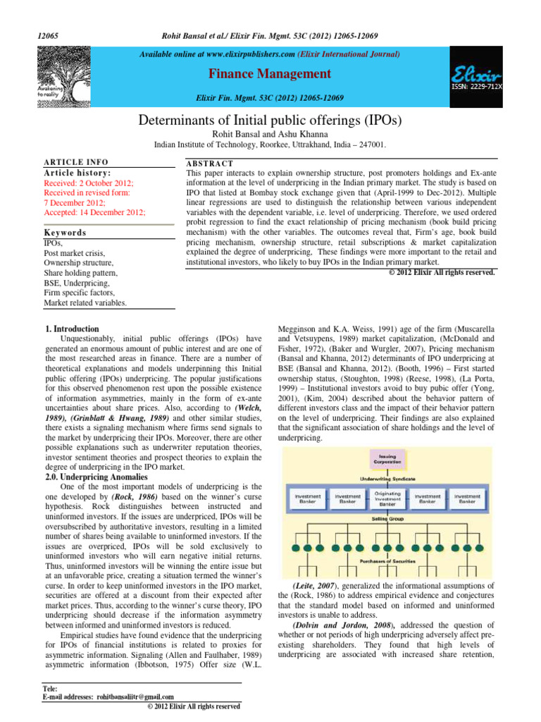Determinants of Initial Public Offerings | PDF | Initial Public ...