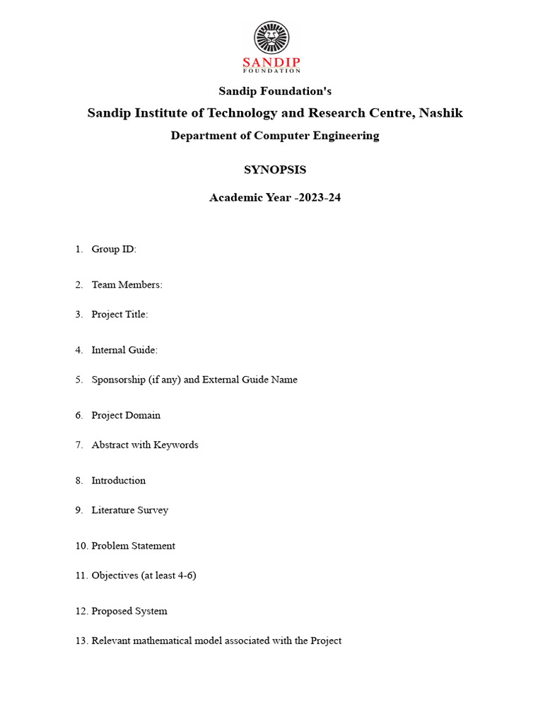 Computer Engineering Project Synopsis | PDF