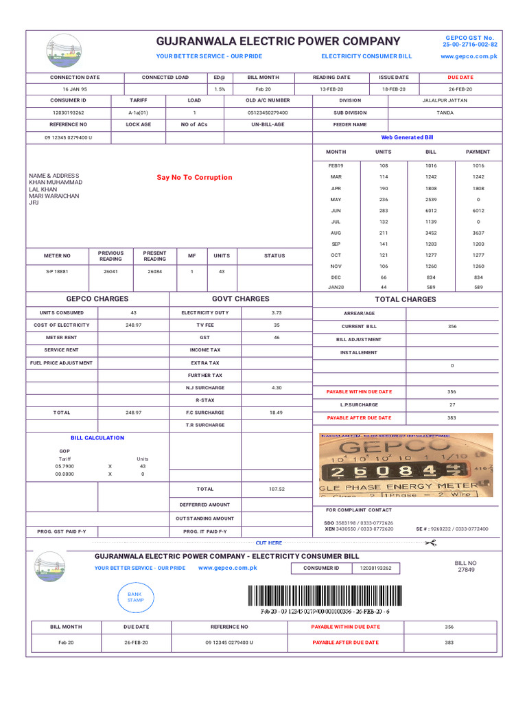 GEPCO Gujranwala Electric Power Company | PDF | Economies