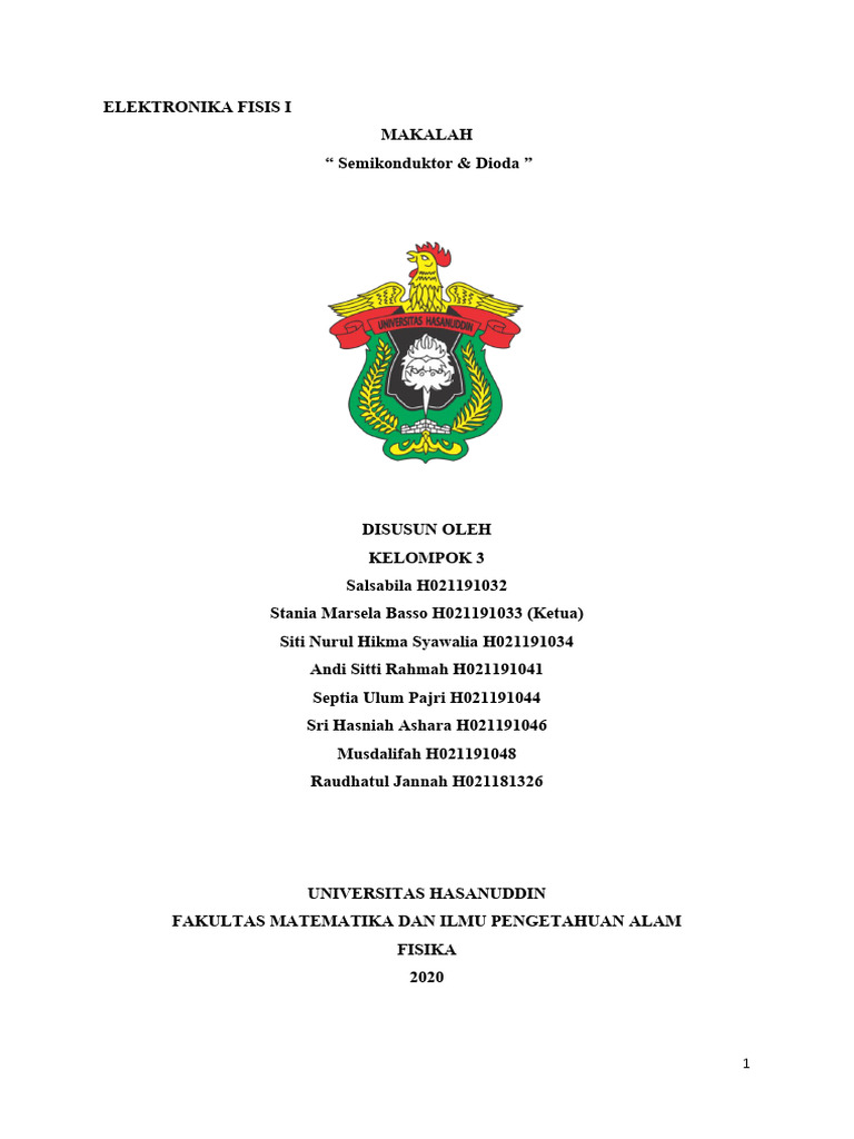 Makalah Semikonduktor & Dioda Kelompok 3 | PDF