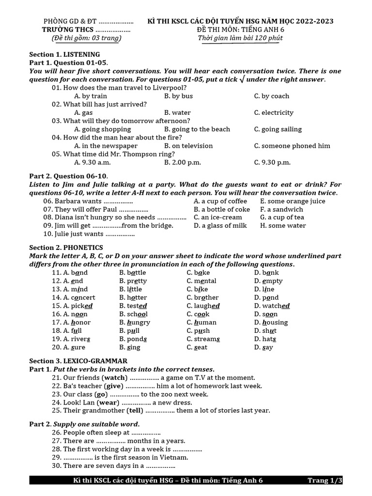 De Luyen Thi HSG 602 | PDF | Languages | Foreign Language Studies