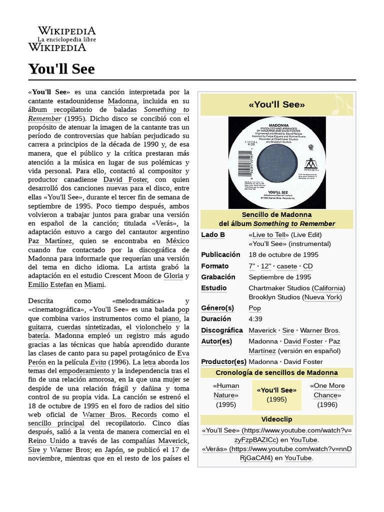 Wikipedia You'll - See | PDF | Trabajos | Industria de la música