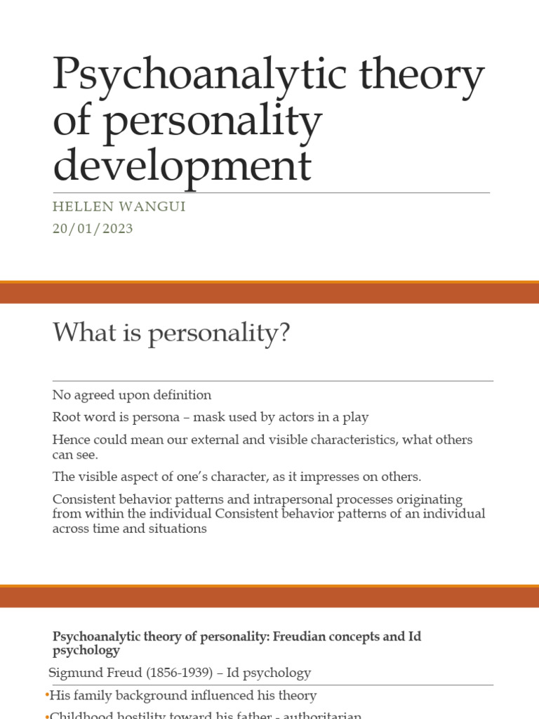 Psychoanalytic Theory of Personality | PDF | Id | Psychoanalysis