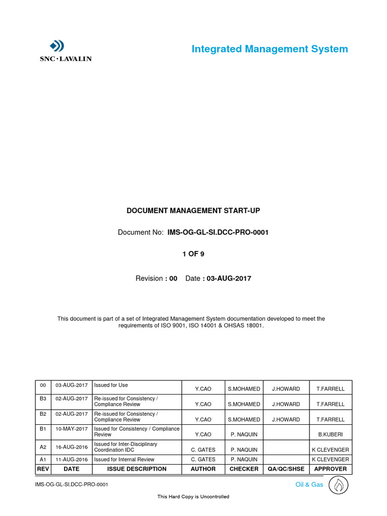 Ims Og GL Si - DCC Pro 0001 - 00 | PDF | Documentation | Project Management