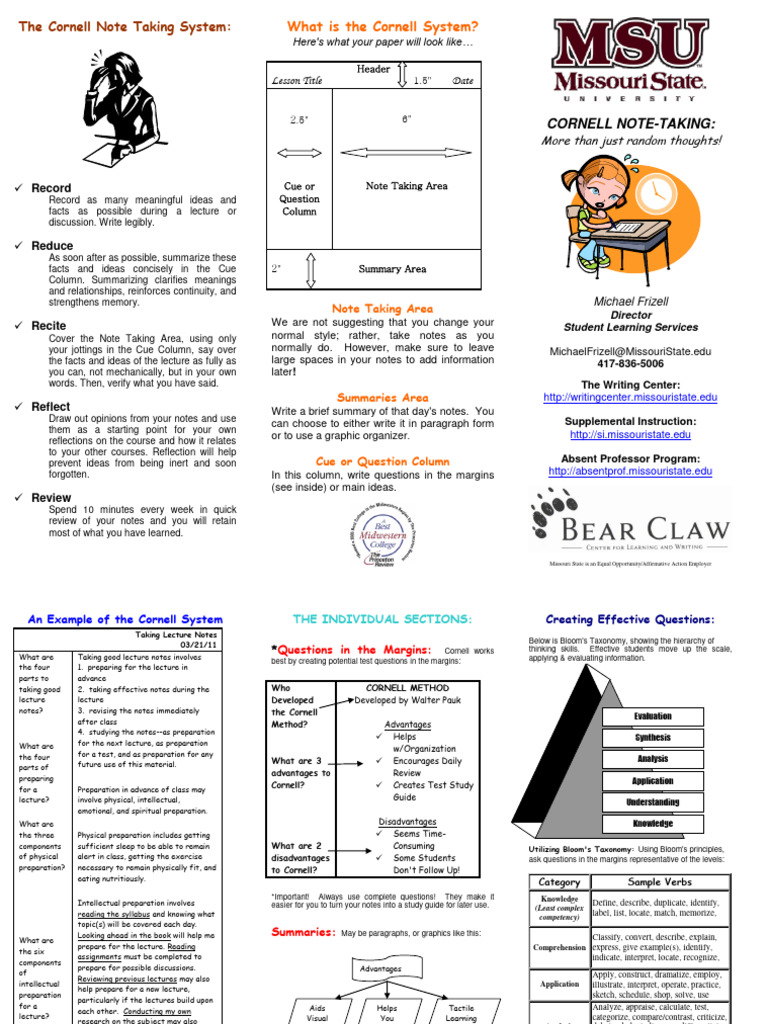 Cornell Note Taking | PDF | Lecture | Learning