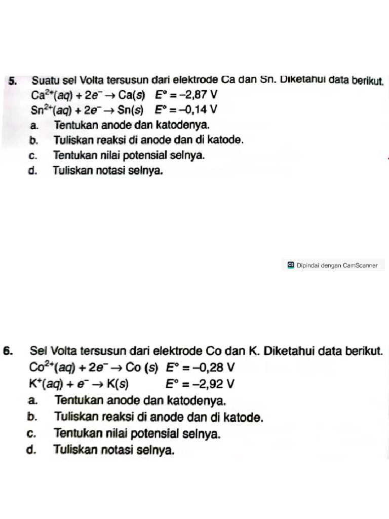 Latihan Soal Sel Volta 2023 | PDF