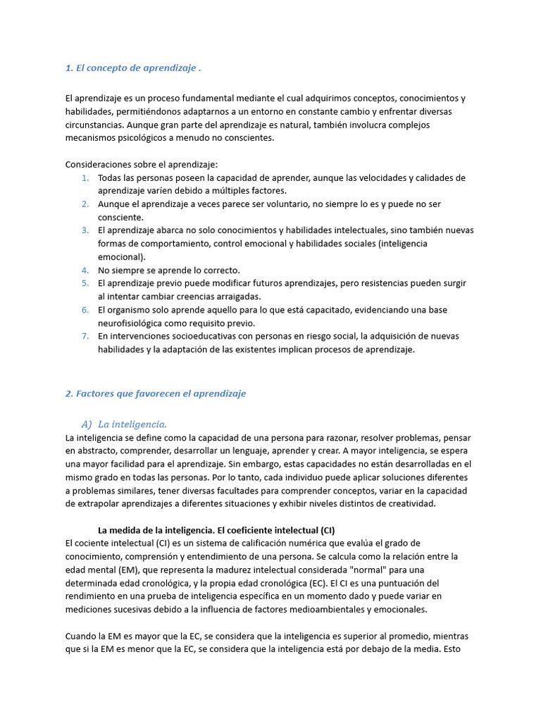 TEMA 2 PAP: El aprendizaje | PDF | Aprendizaje | Motivacional