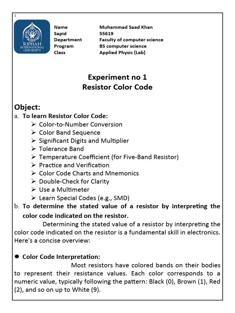 Lab Report | PDF | Resistor | Engineering Tolerance