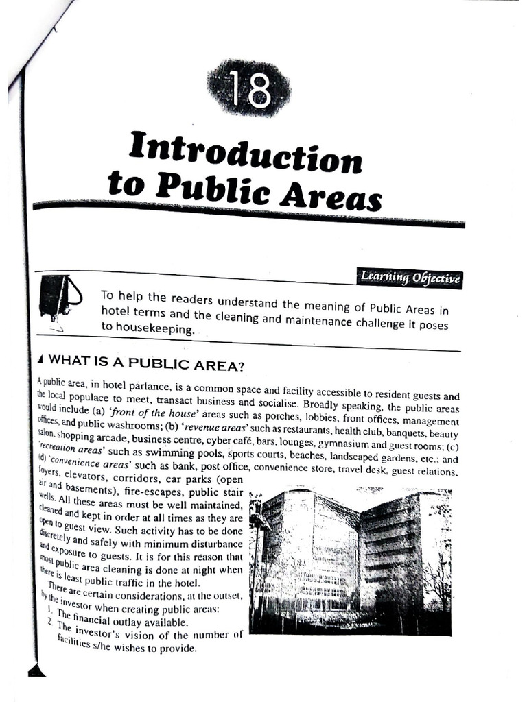 Care of Public and Private Areas in An Establishment (Outline) | PDF