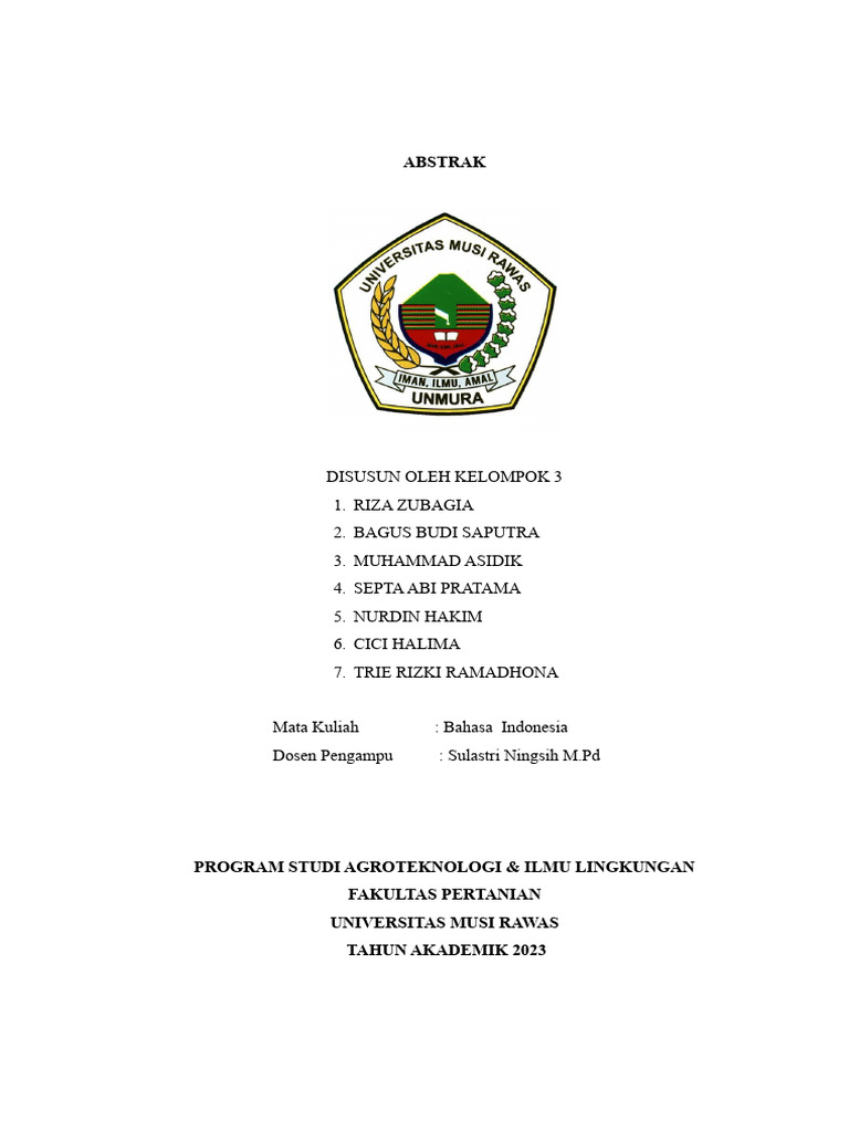 Contoh Abstrak Makalah Bahasa Indonesia | PDF