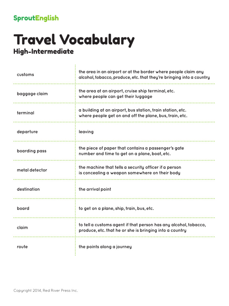 Travel Vocabulary | PDF