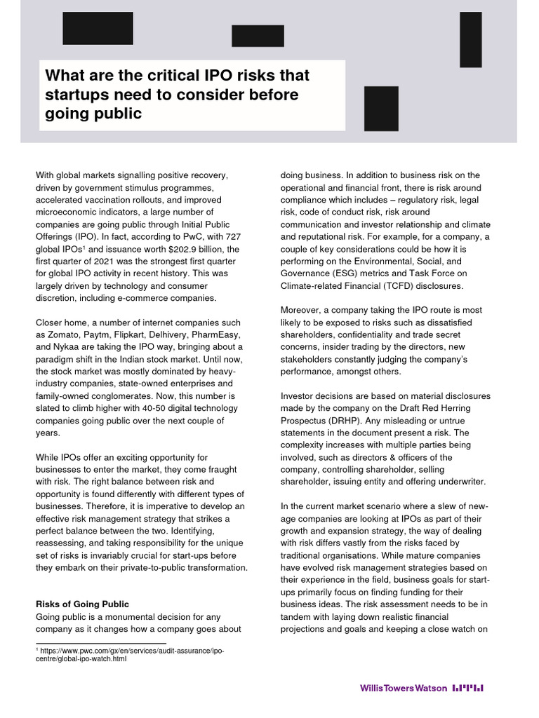 What Are The Critical Ipo Risks That Startups Need To Consider Before ...