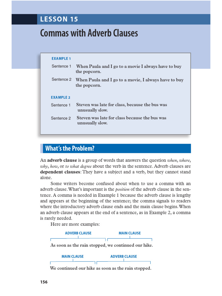 Commas with Adverb Clauses Guide | PDF | Comma | Adverb