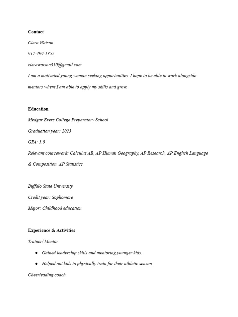 Resume 3 | PDF