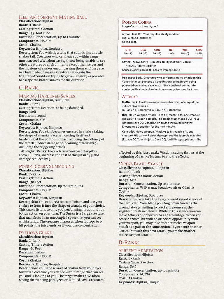 Naruto 5e Full Document 28 | PDF | Snake
