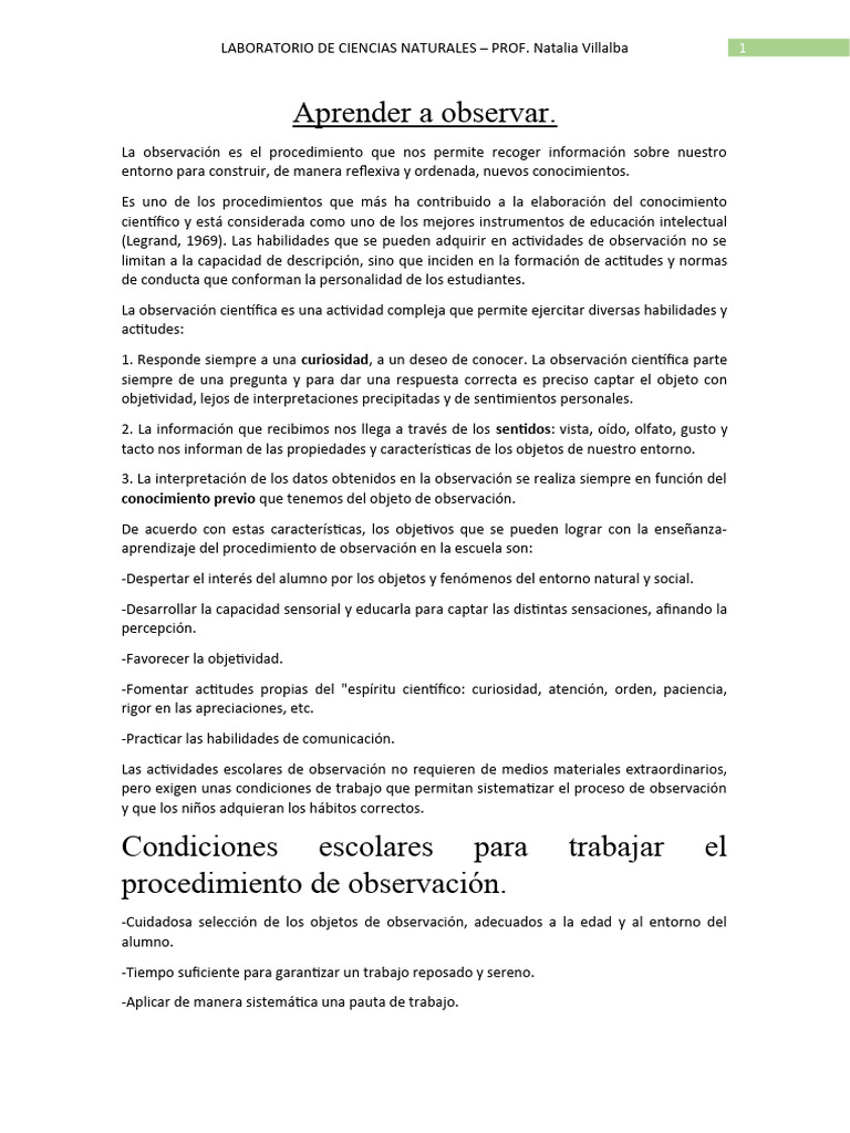 Aprender A Observar | PDF | Observación | Aprendizaje