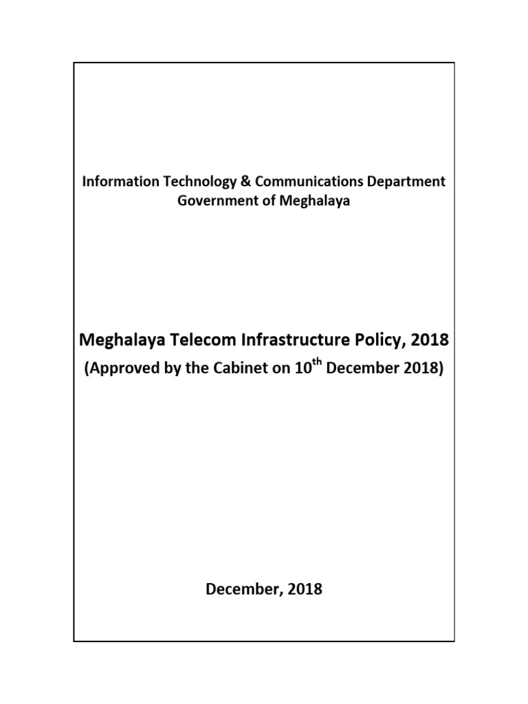 Meghalaya Telecom Infrastructure Policy 2018 | PDF | Telecommunications ...