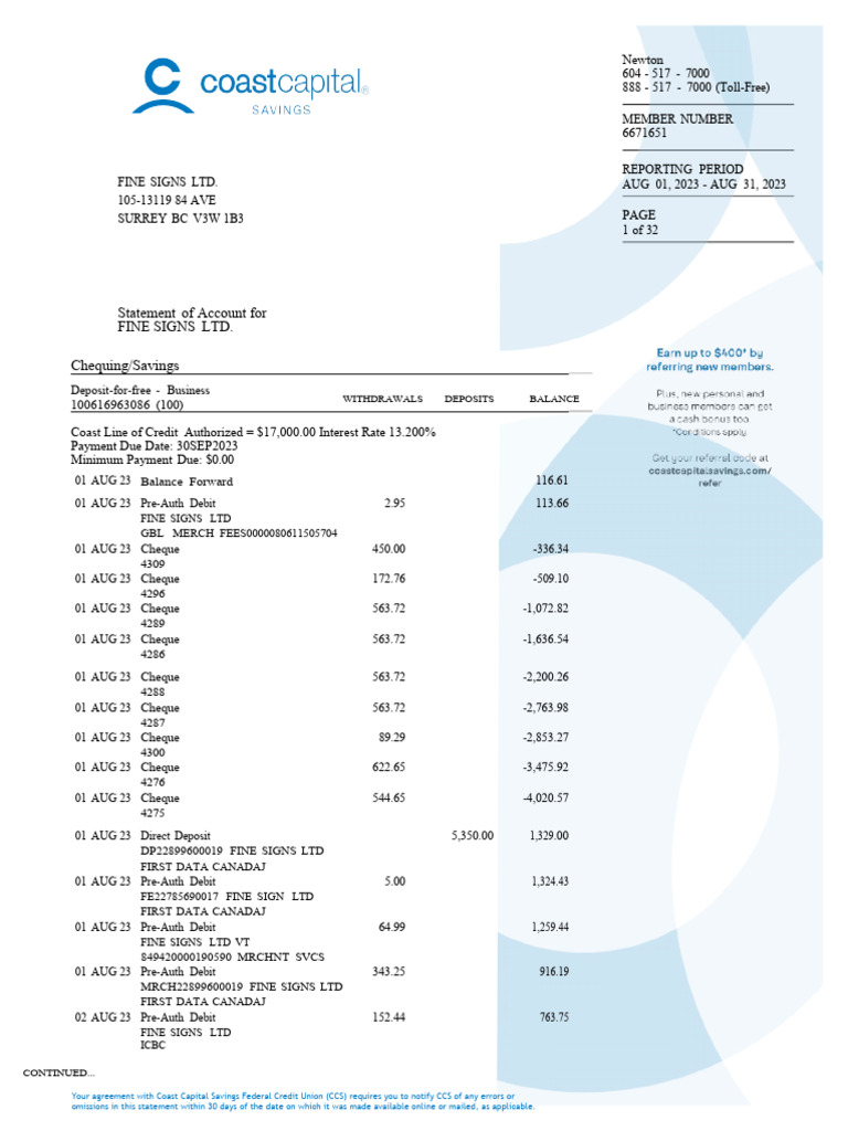 August 2023 - Monthly EStatement - Compressed-1-7 | PDF | Cheque ...
