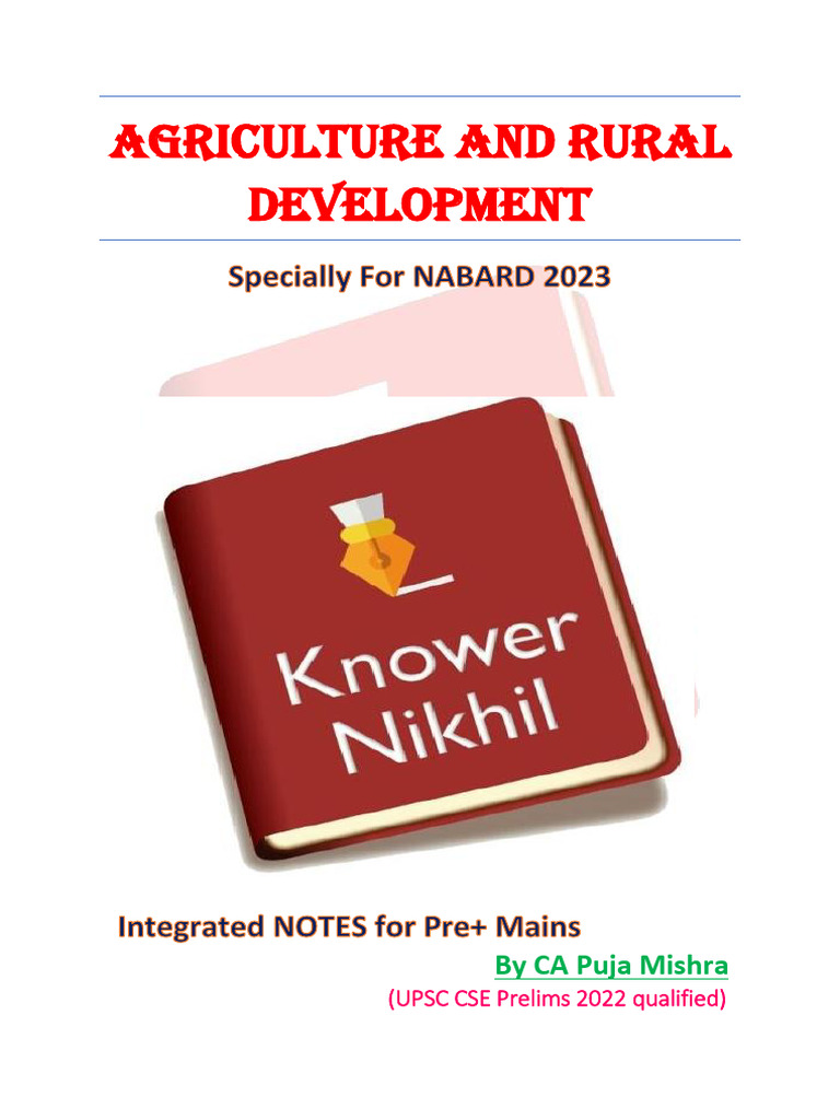 Agriculture and Rural Development Part 1 by Knower Nikhil 1 | PDF | Agriculture | Biodiesel