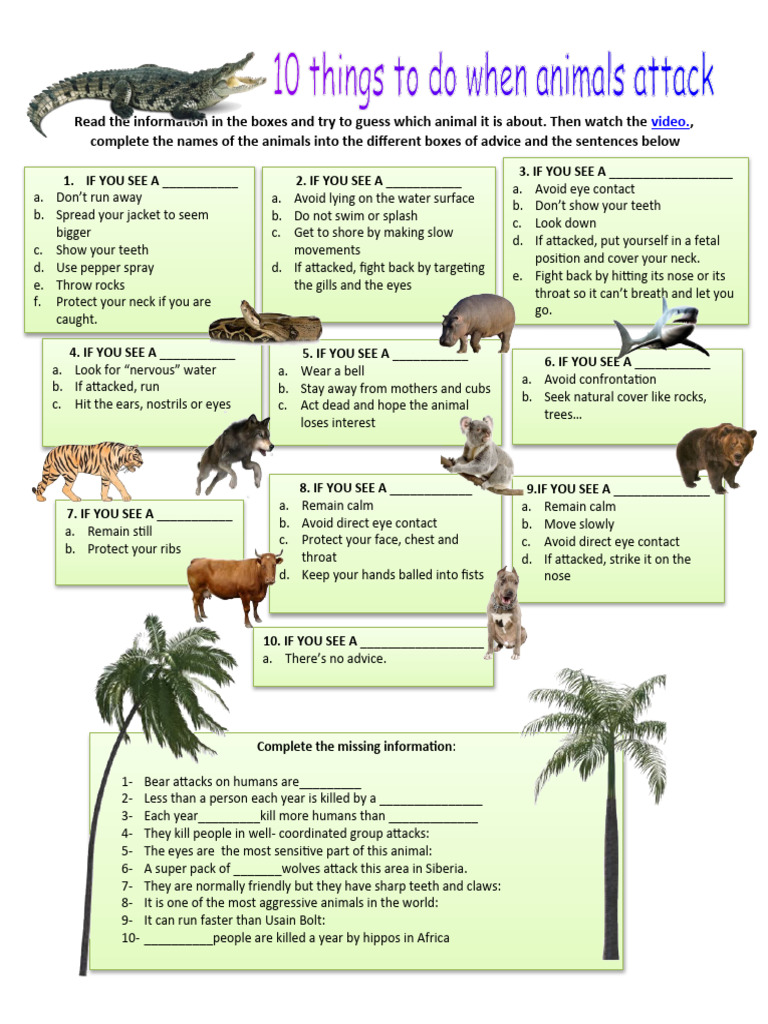 Wild Animals Conversation Topics Dialogs Video Movie Activities ...