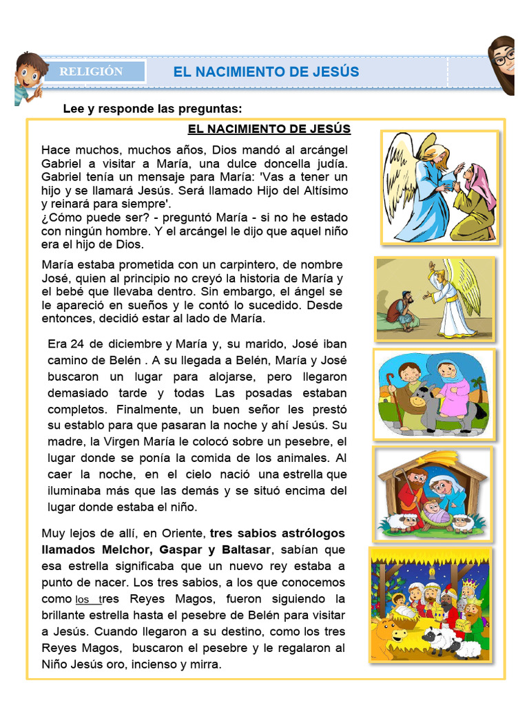 D5 A1 Ficha El Nacimiento de Jesús | PDF | María, madre de Jesús ...