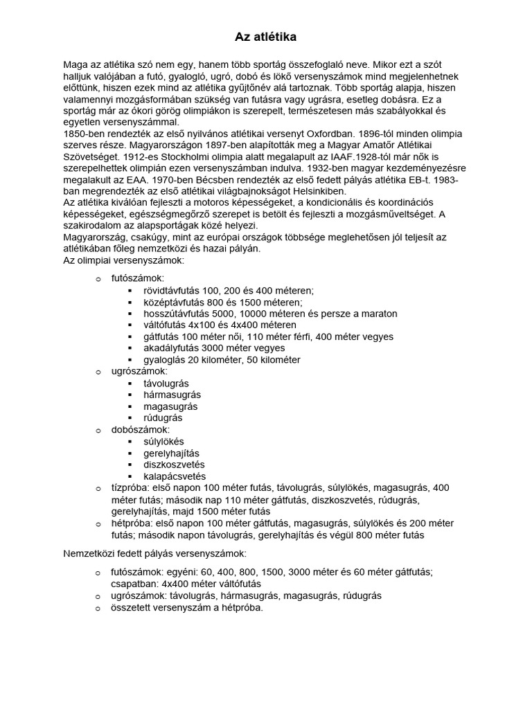 Az Atlétika | PDF
