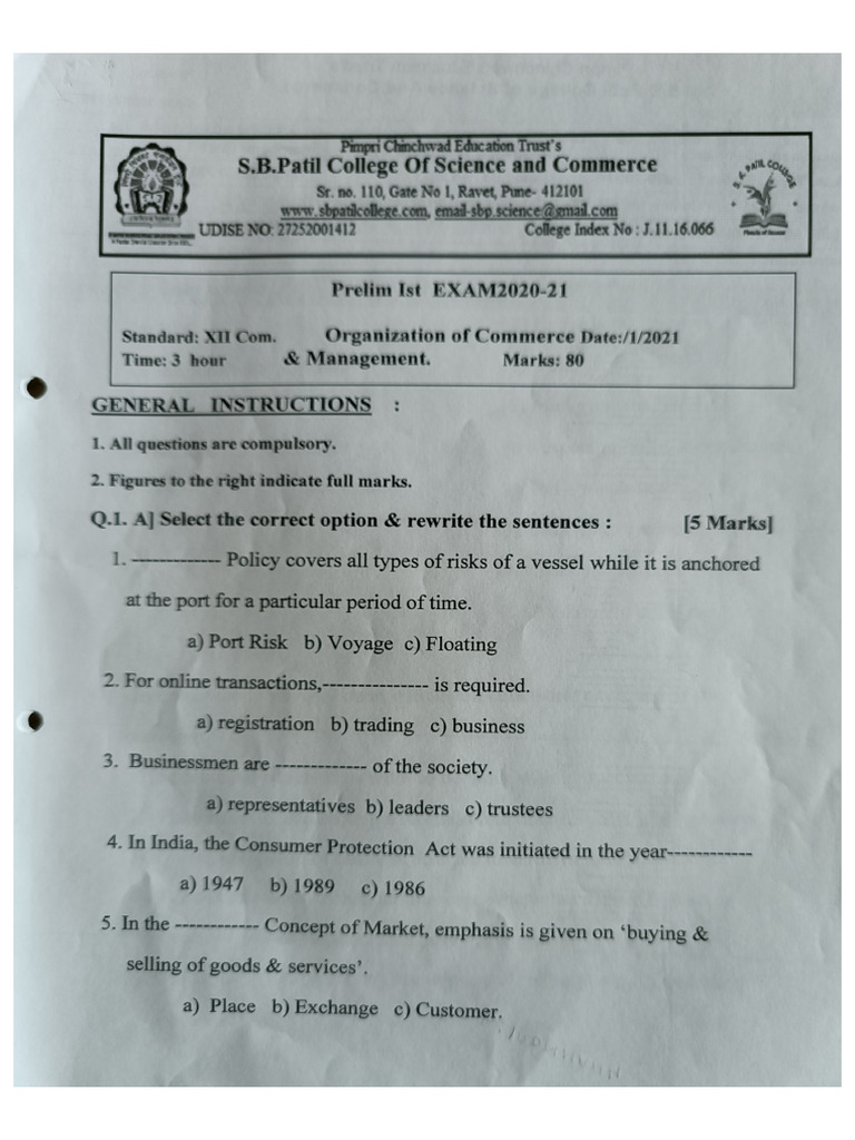Set D Model Question Paper and Answers | PDF