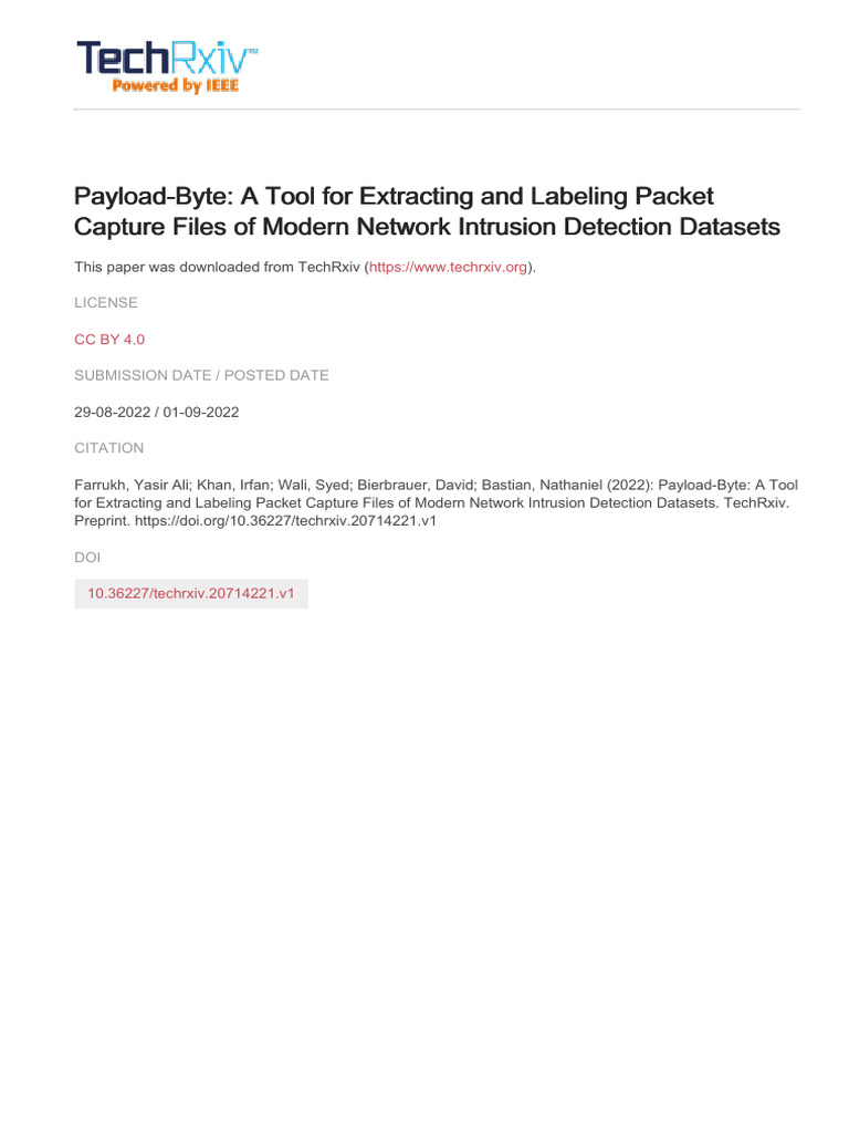 Conference Paper NIDS PCAP Transformation | PDF | Internet Protocols | Network Packet