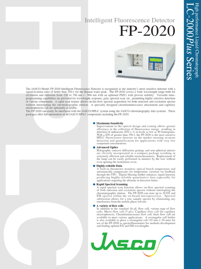 FP2020 FluorescenceDetectorSpec | PDF | Fluorescence | Ultraviolet ...