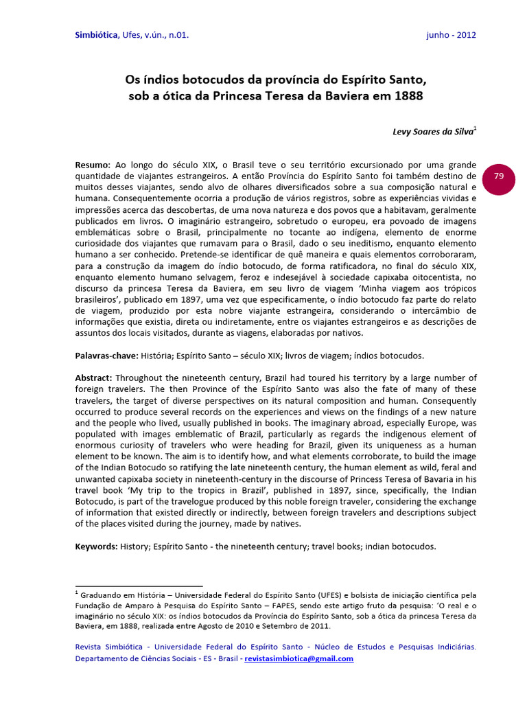 Os Índios Botocudos Da Província Do Espírito Santo, Sob A Ótica Da ...