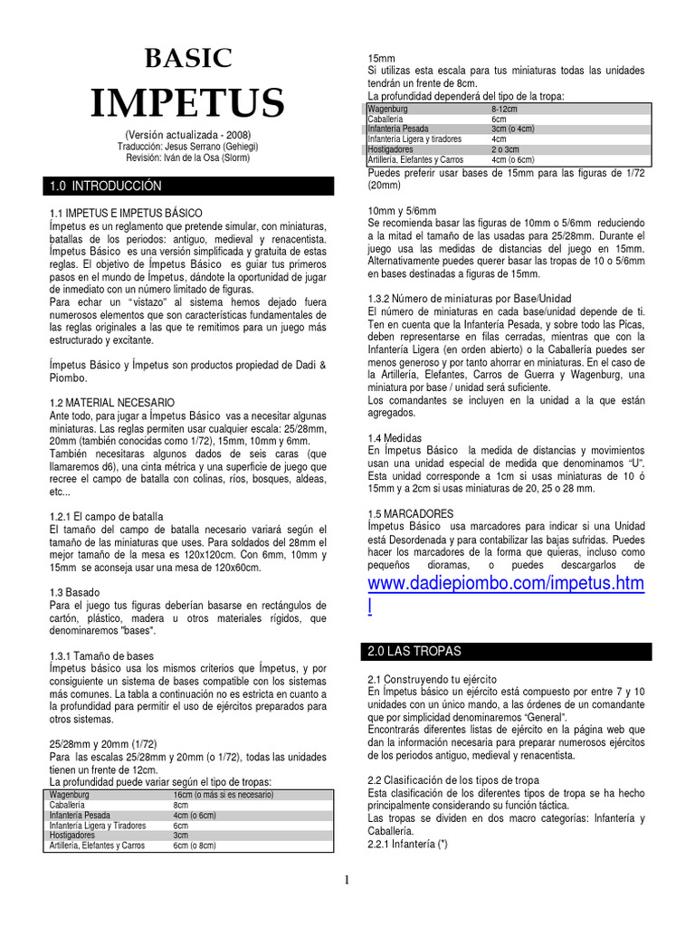 Reglamento Impetus 2008 | PDF | Infantería | Caballería
