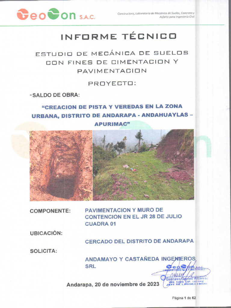 Estudio de Mecanica de Suelos Con Fines de Cimentacion y Pavimentacion | PDF