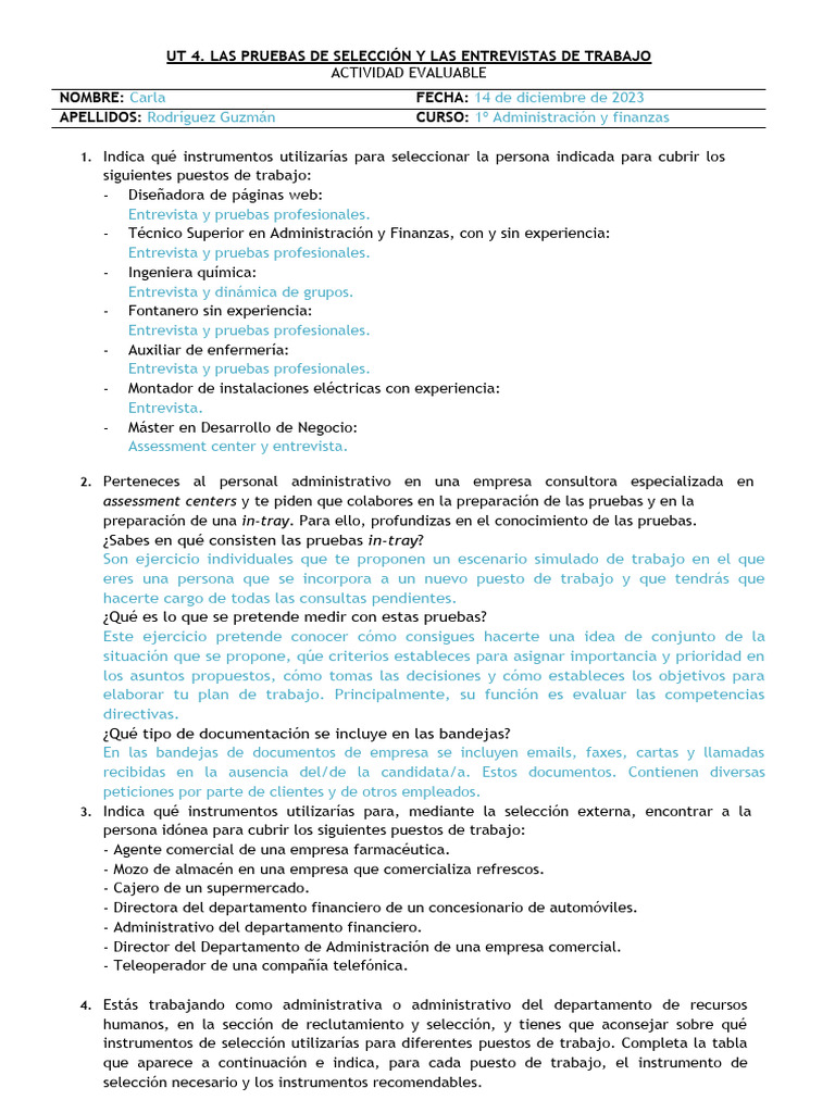 Actividad Evaluable Ut 4 Ok | PDF | Gestión de recursos humanos