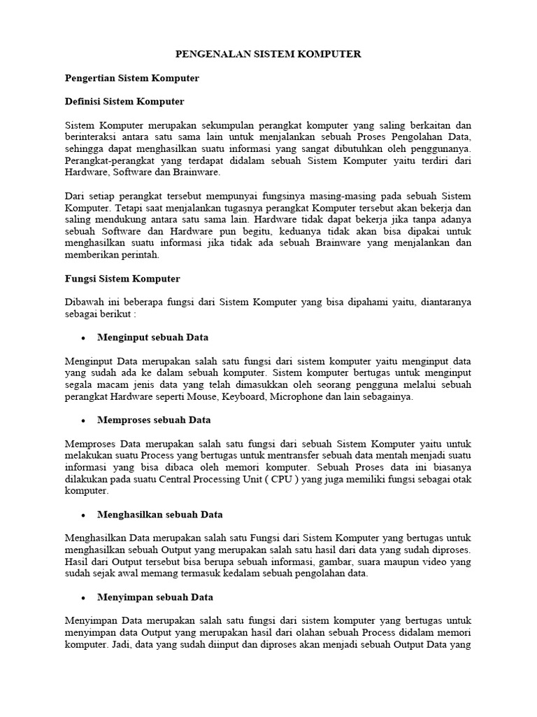 Pengenalan Sistem Komputer | PDF | Teknologi & Rekayasa