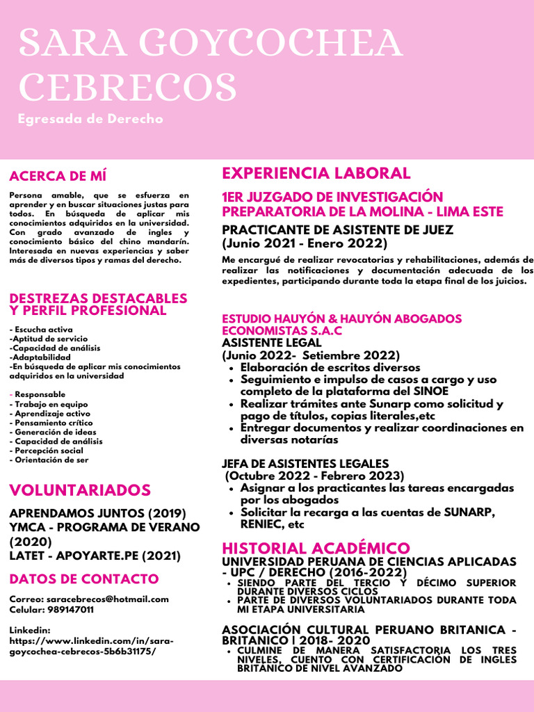 CV Sara Goycochea | PDF