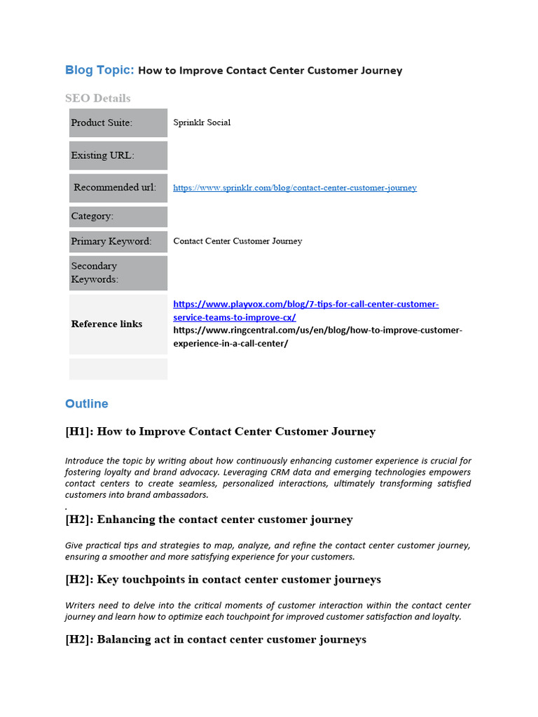 How to Improve Contact Center Customer Journey | PDF