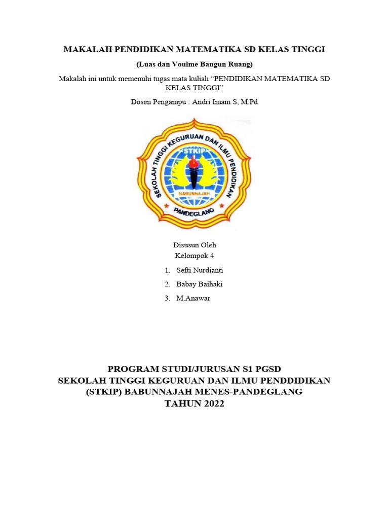 MTK Kel 4 Luas Dan Volume Bangun Ruang | PDF | Metode & Bahan Ajar