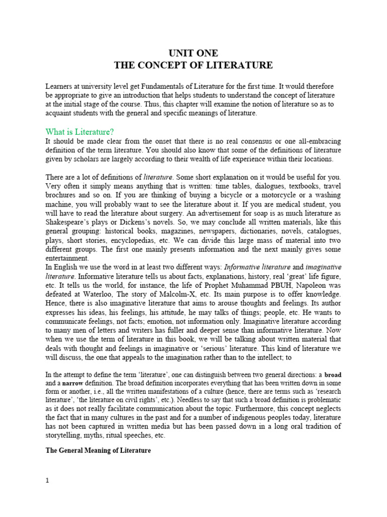 The Concept of Literature111 | PDF