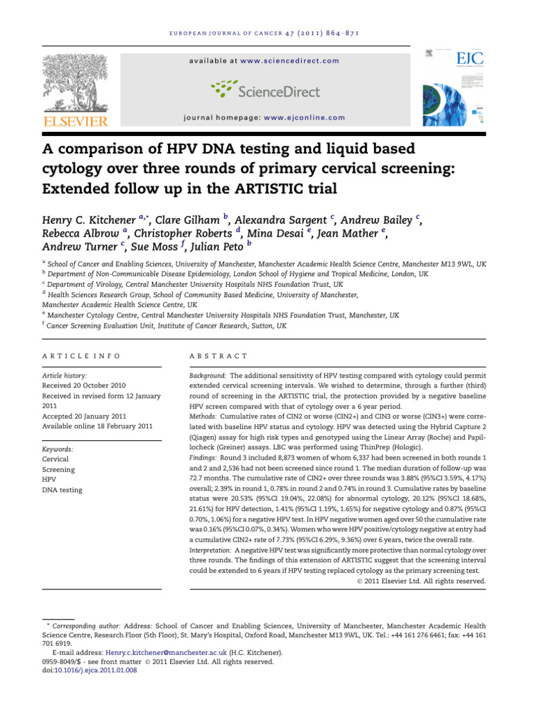 A comparison of HPV DNA testing and liquid based cytology over three ...