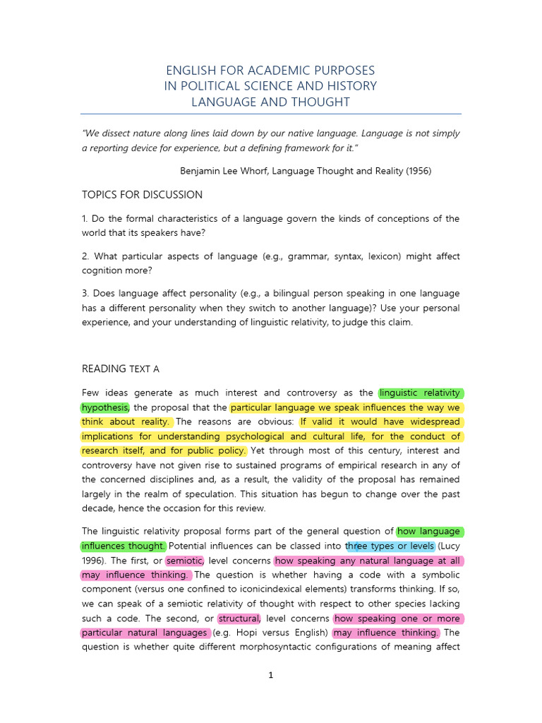 Unit2_language and Thought_class (1) (1) | PDF | Linguistics | Thought